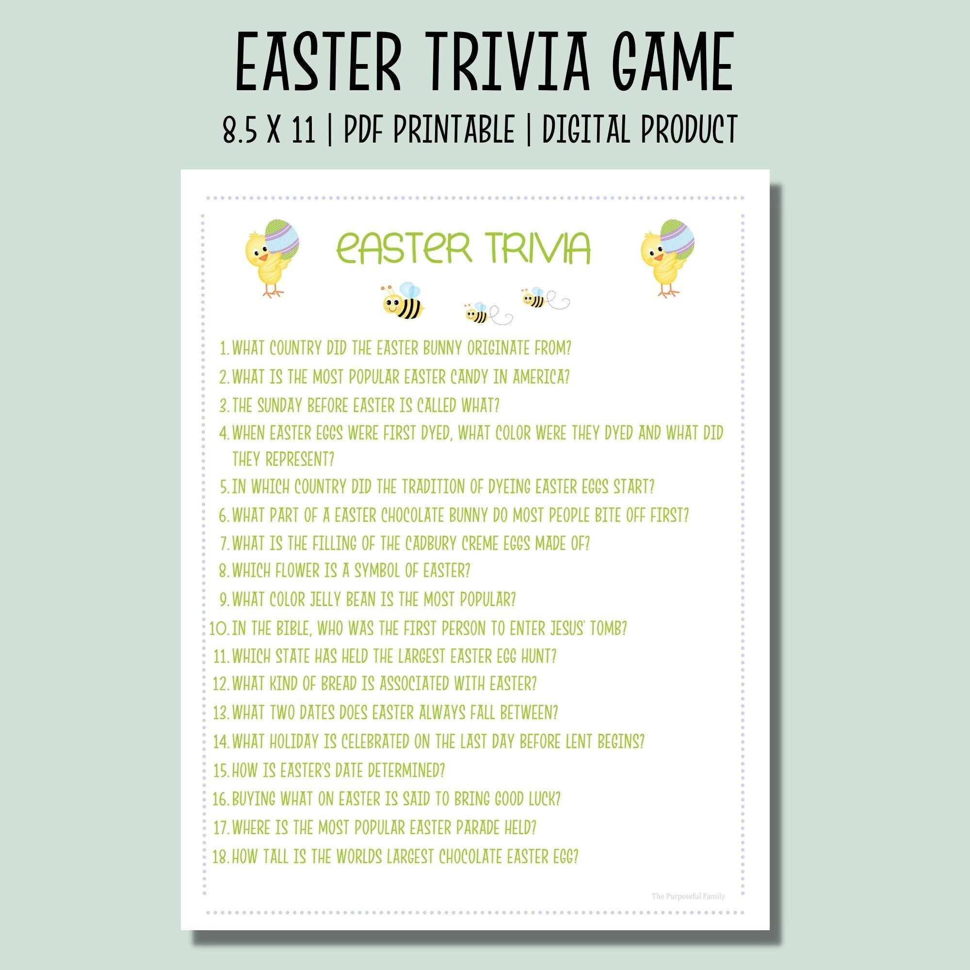 Easter Trivia Game | Easter Printable Games | Easter Activity | Fun ...
