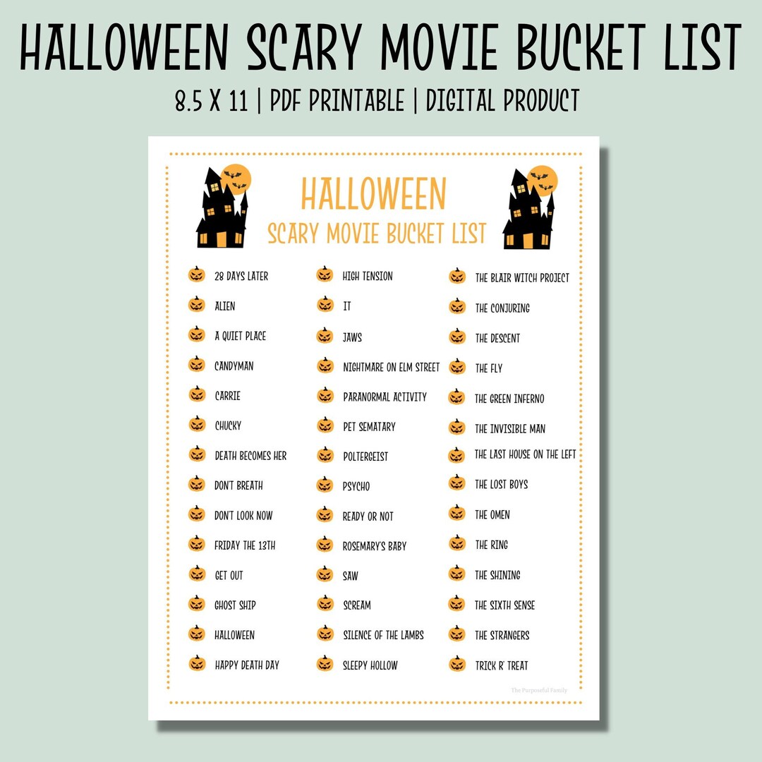 Halloween Scary Movie Bucket List | Halloween Movie List | Halloween ...