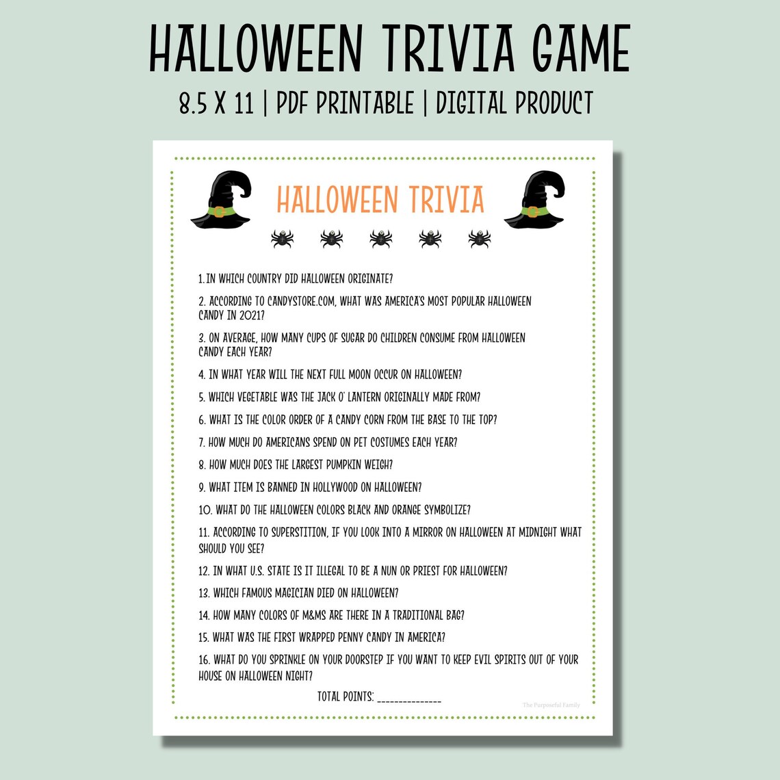 Halloween Trivia Game | Halloween Printable Party Games | Halloween ...