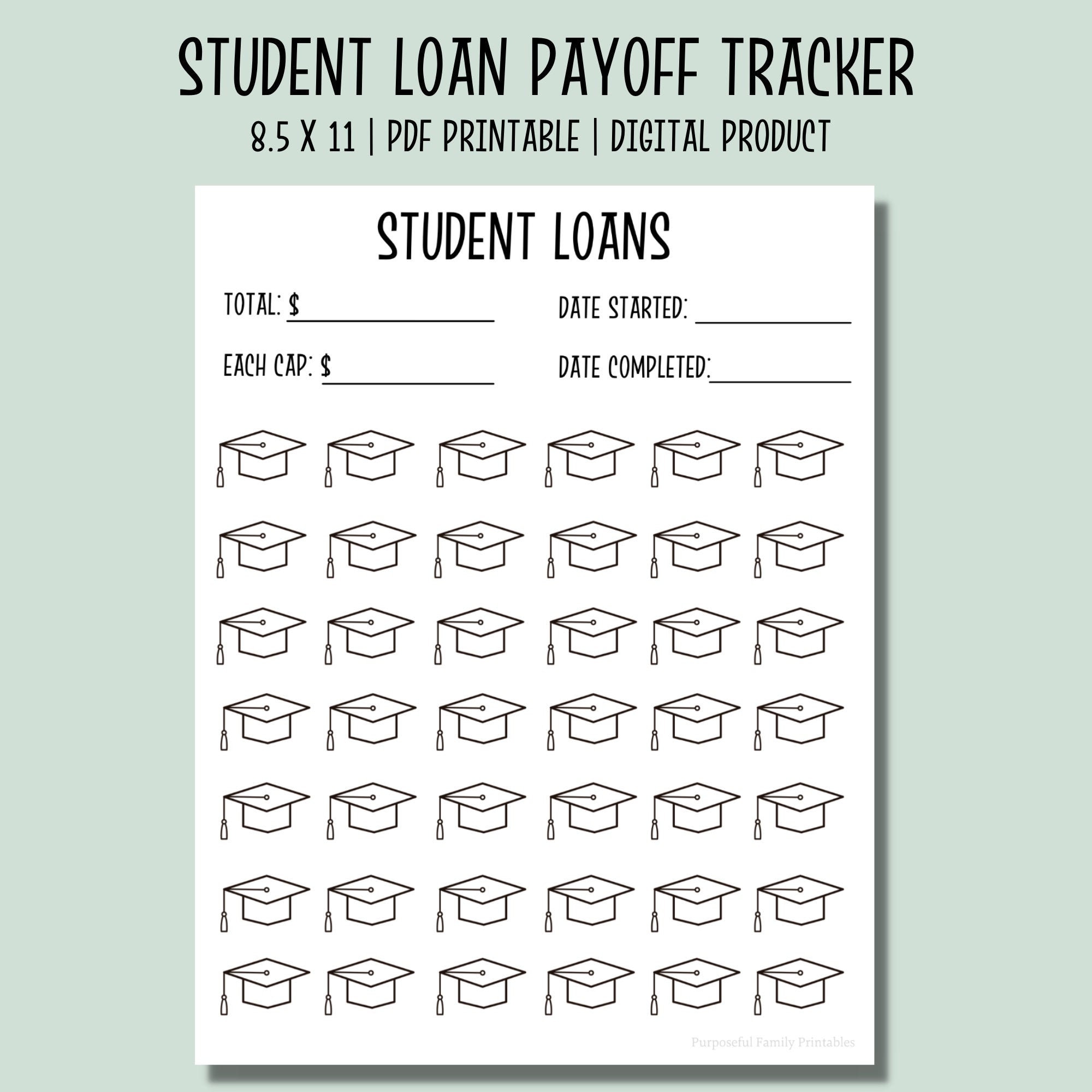Student Loan Payoff Tracker | PDF Printable | Debt Payoff Printable ...
