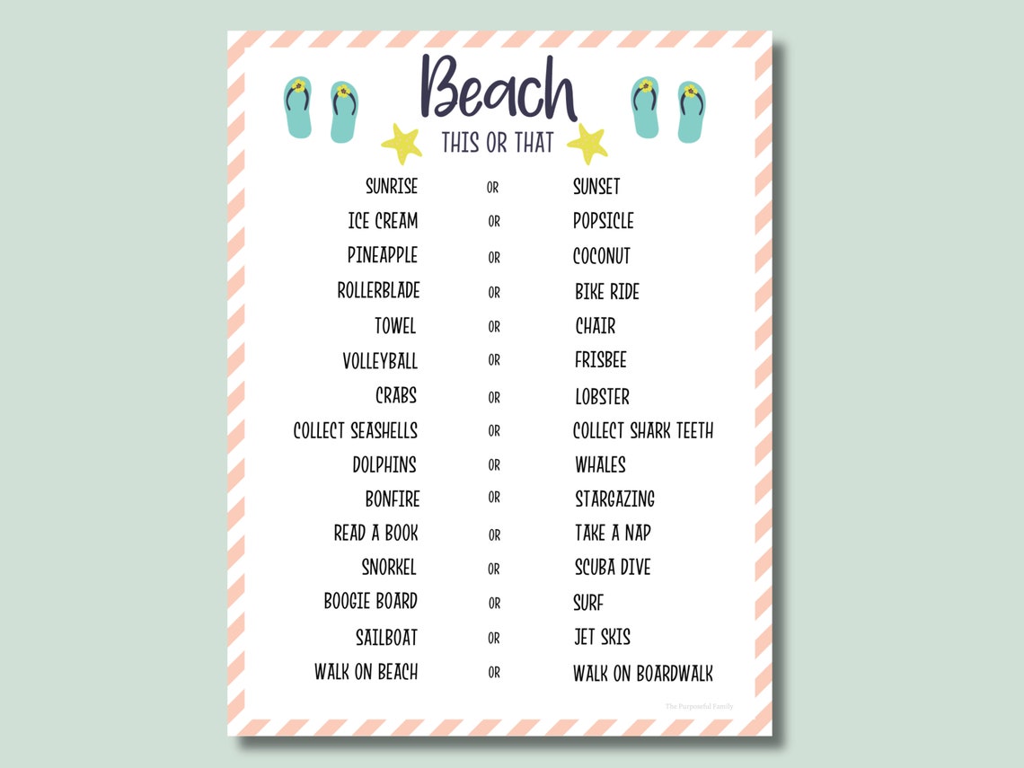 Beach This or That Game | Beach Fun Party Game | Beach Would You Rather ...