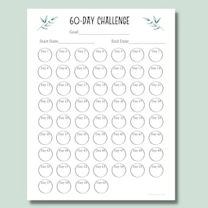 60 Day Challenge Tracker Printable | PDF Habit Tracker - Etsy