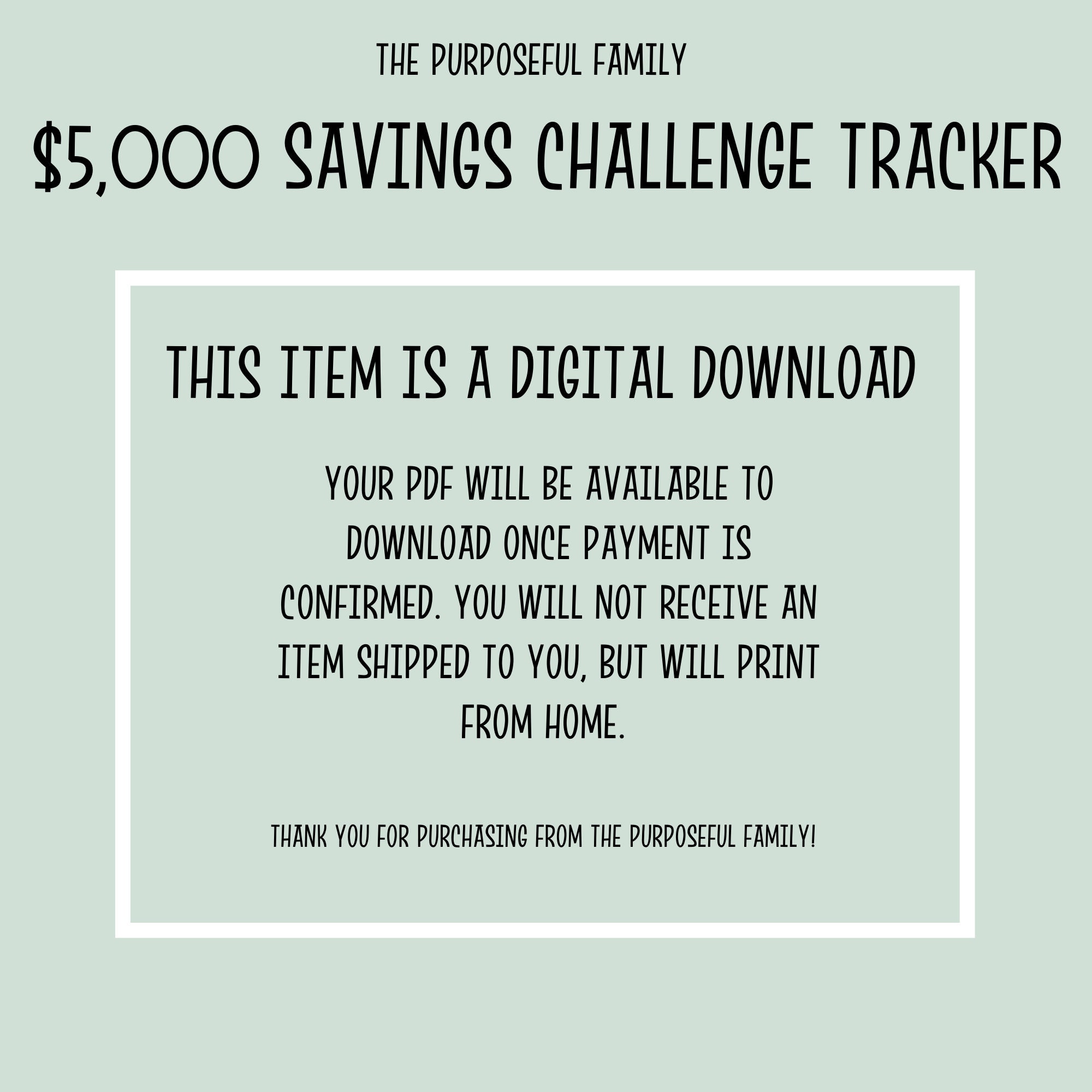 5,000 Money Saving Challenge | 5k Printable Savings Tracker ...