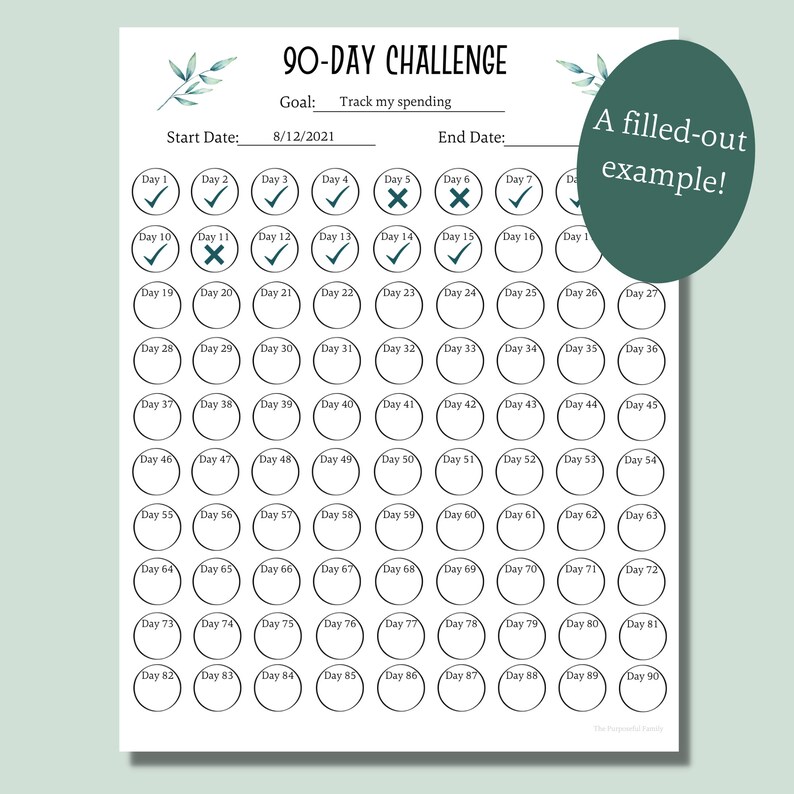 90 Day Challenge Tracker Printable | PDF Habit Tracker - Etsy