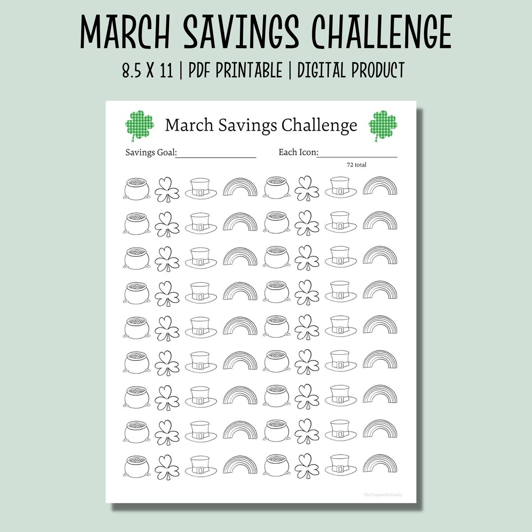 March Savings Challenge Tracker | Money Savings Challenge Printable ...