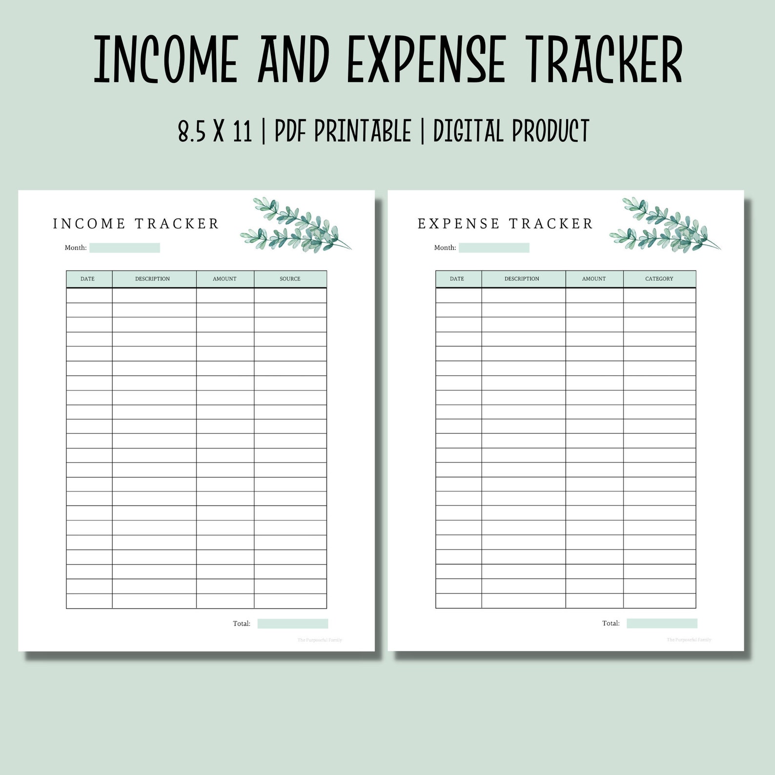 Income & Expense Tracker Printable | Money Tracker | Budget Instant ...
