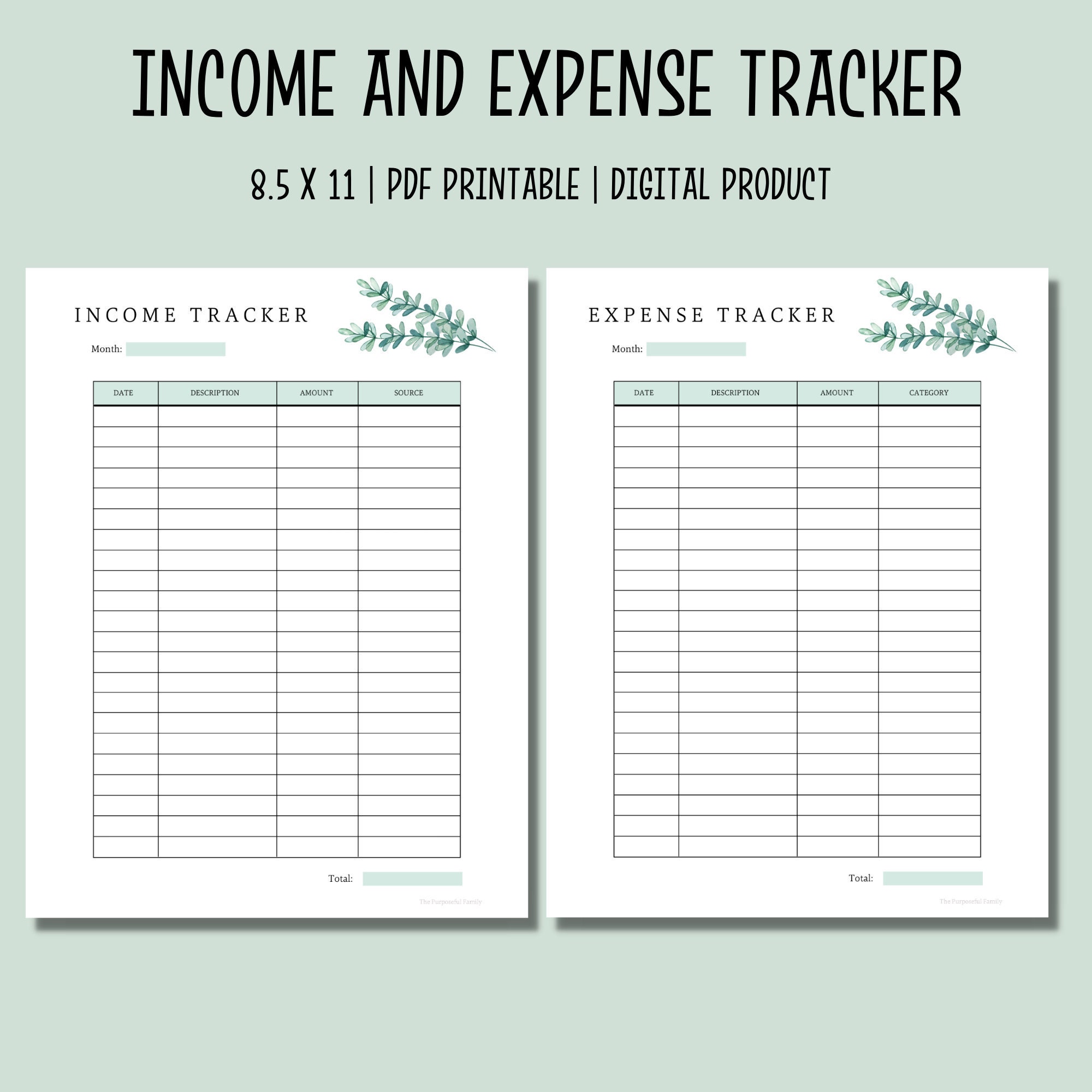 Income & Expense Tracker Printable | Money Tracker | Budget Instant ...