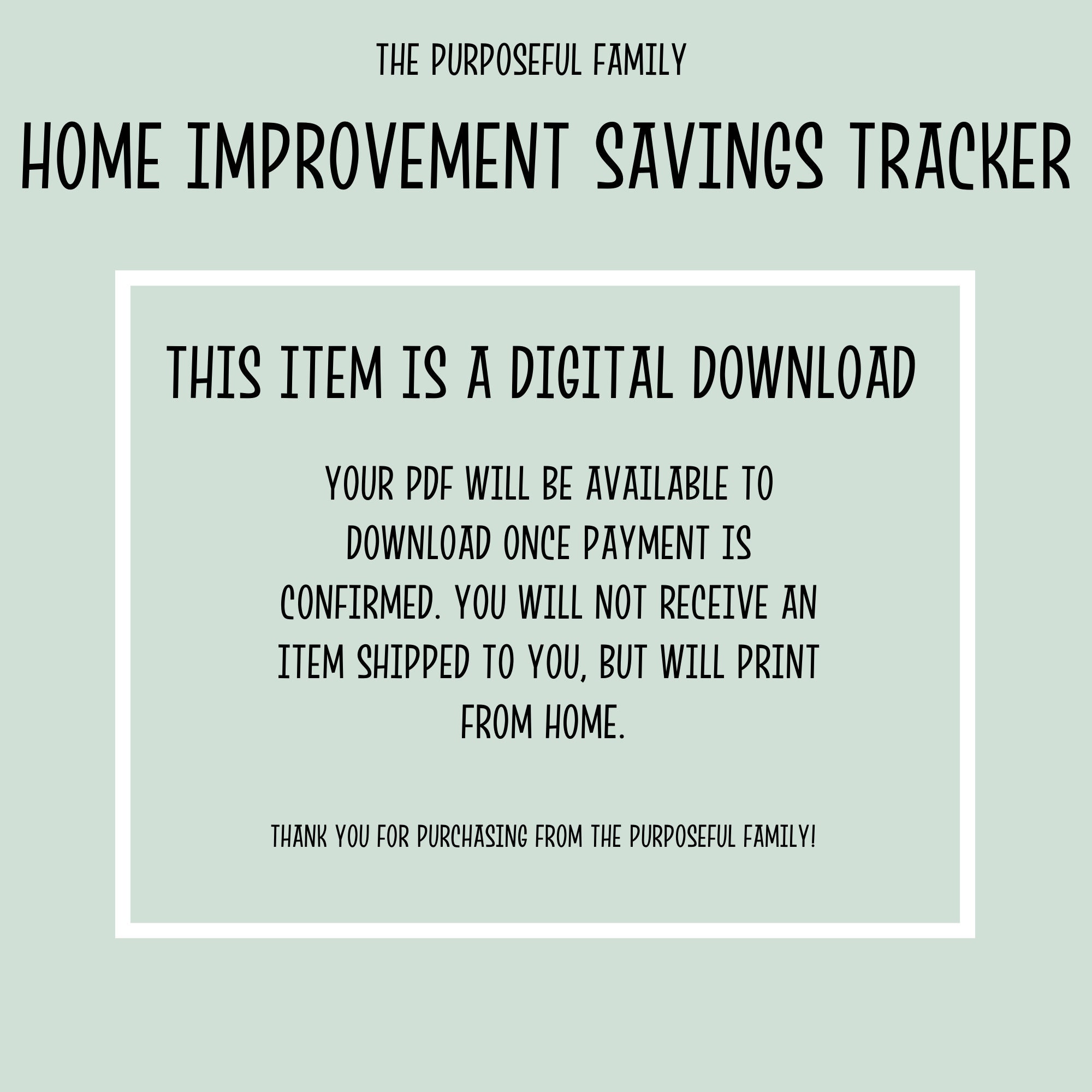 Home Improvement Savings Tracker Printable | House Savings PDF| Savings ...