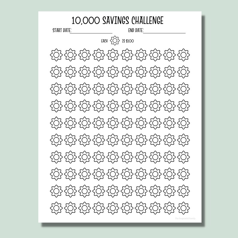 10,000 Money Saving Challenge | 10k Printable Savings Tracker ...