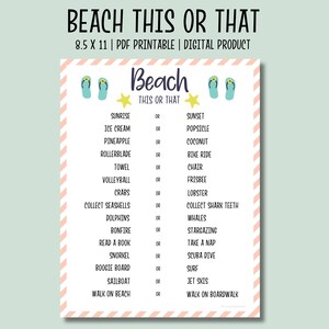 Beach This or That Game | Beach Fun Party Game | Beach Would You Rather ...