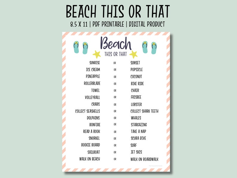 Beach This or That Game | Beach Fun Party Game | Beach Would You Rather ...