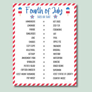 4th of July This or That Game | July 4th Fun Party Game for Kids ...