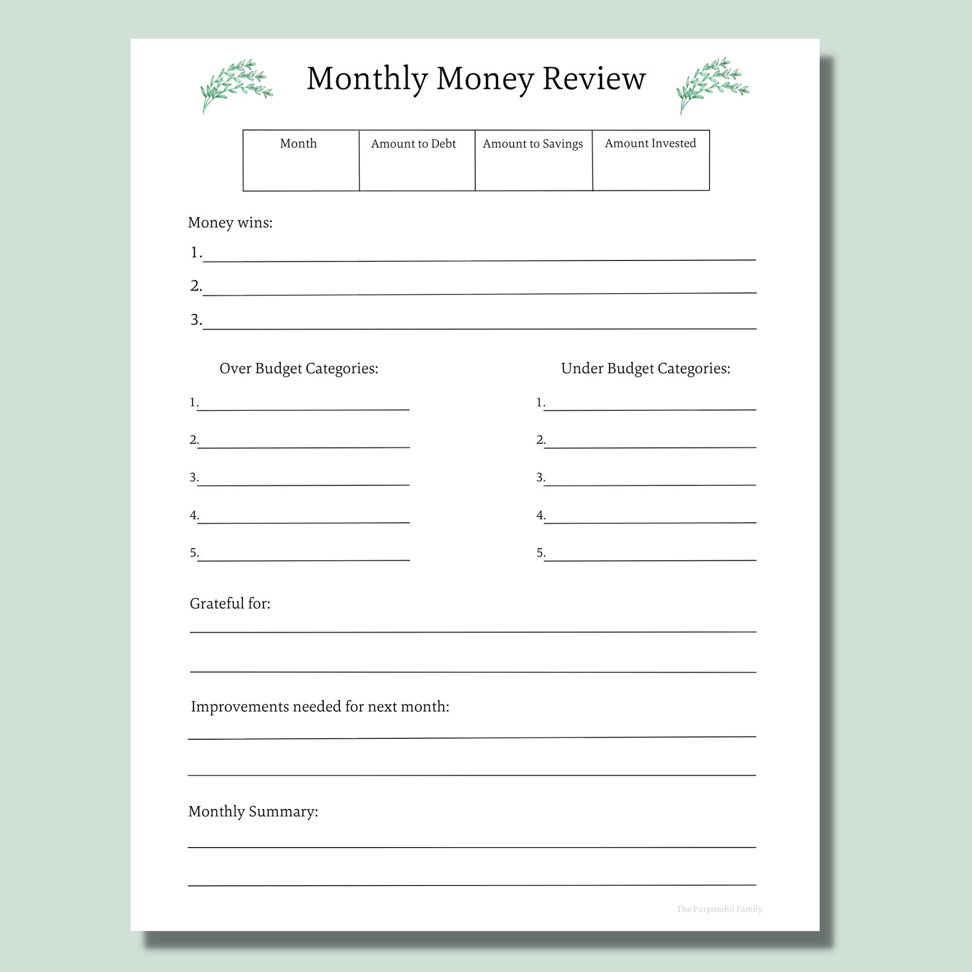 Monthly Money Review | Monthly Financial Reflection | Monthly Financial ...