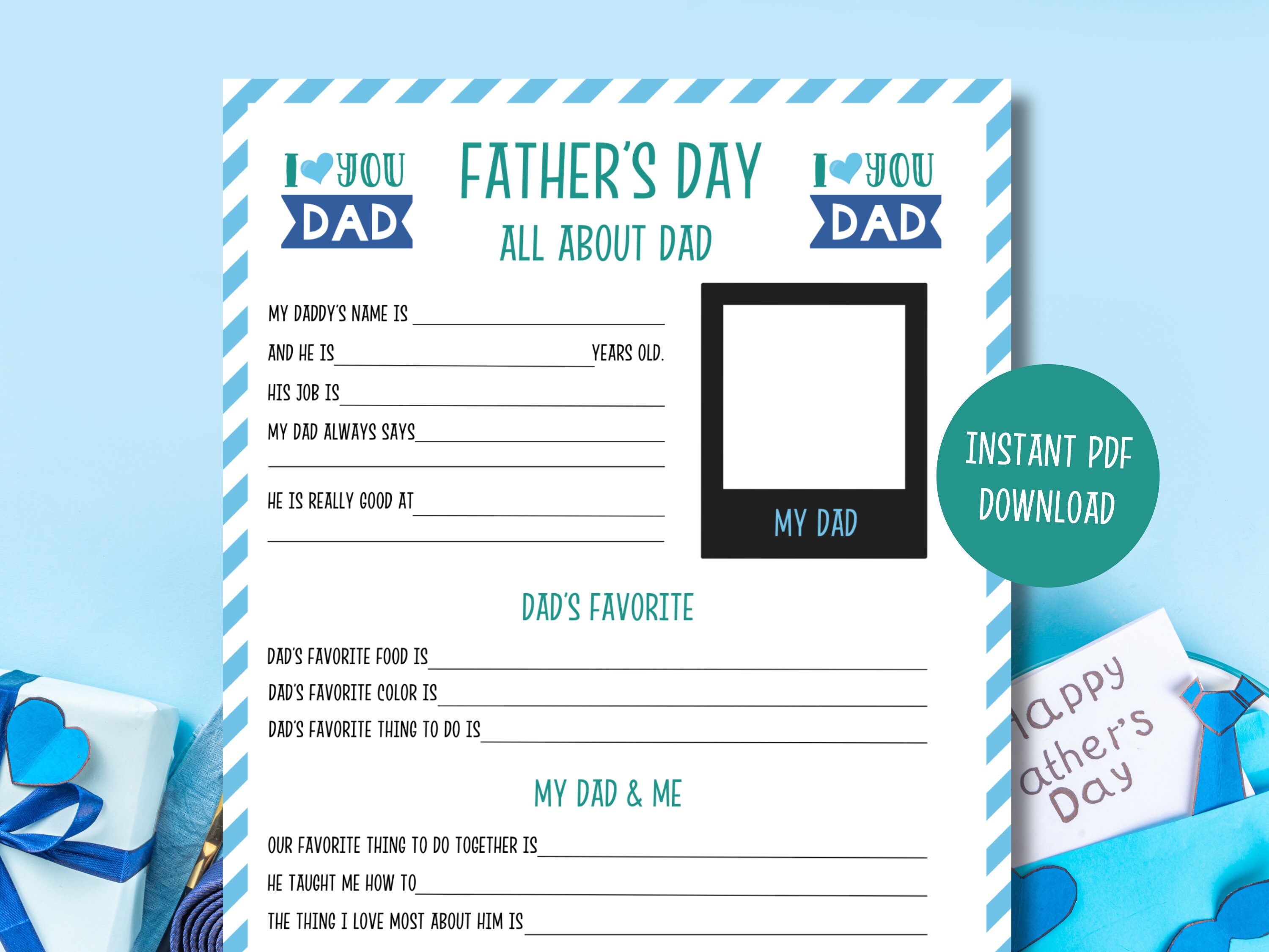 All About My Dad | Father’s Day Craft | Kids Father’s Day Activity ...