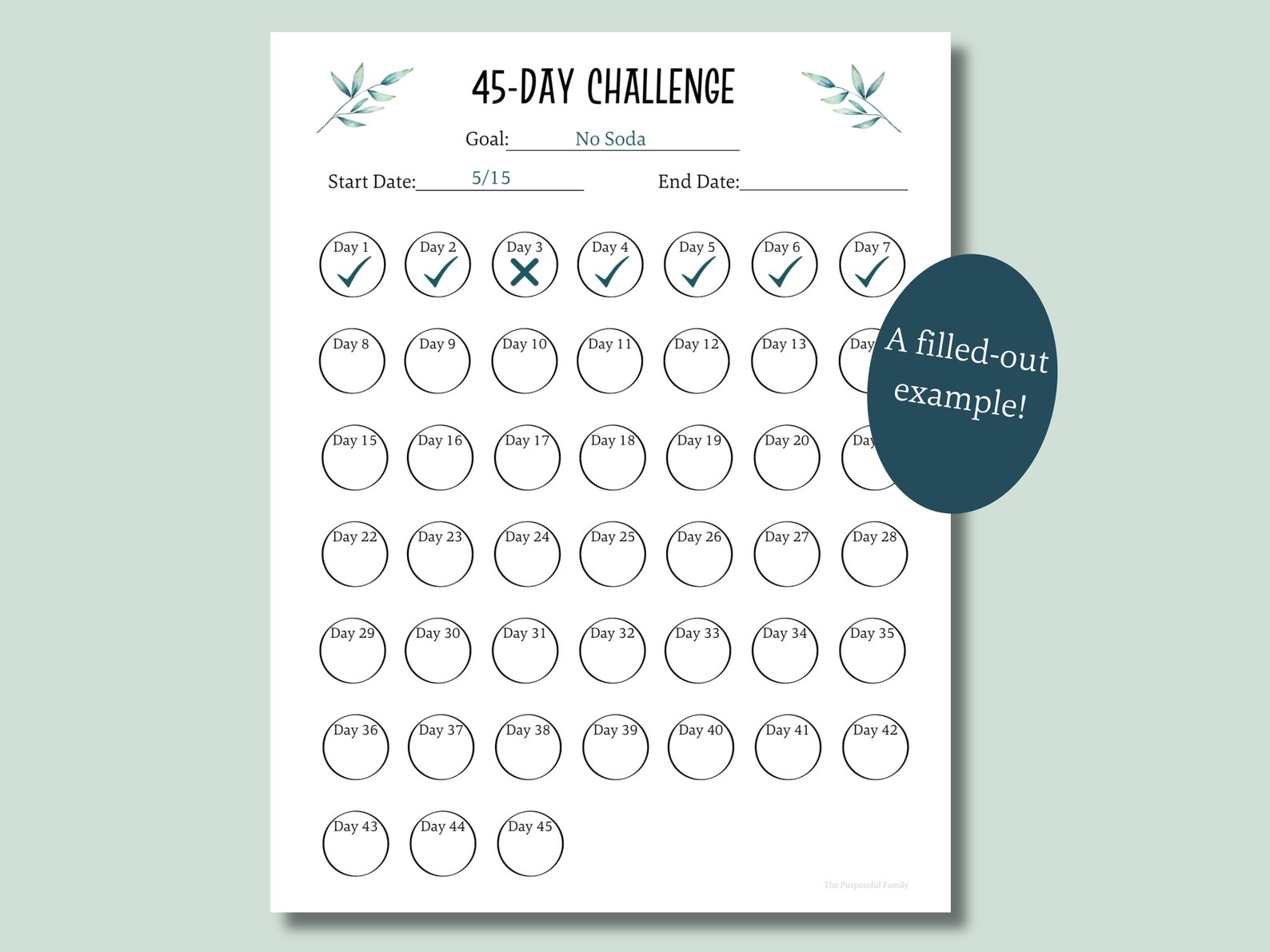 45-day Challenge Tracker Printable | Habit Tracker PDF | Goal Tracker ...