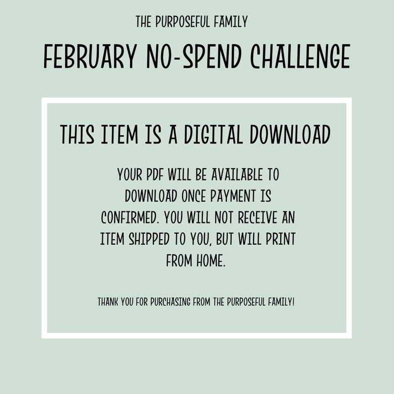 February No-spend Challenge | No-spend Month Printable | No-spend Goal ...