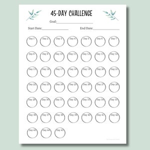 45-day Challenge Tracker Printable | Habit Tracker PDF | Goal Tracker ...