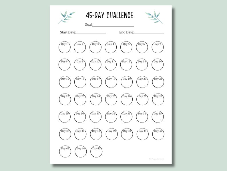 45-day Challenge Tracker Printable | Habit Tracker PDF | Goal Tracker ...
