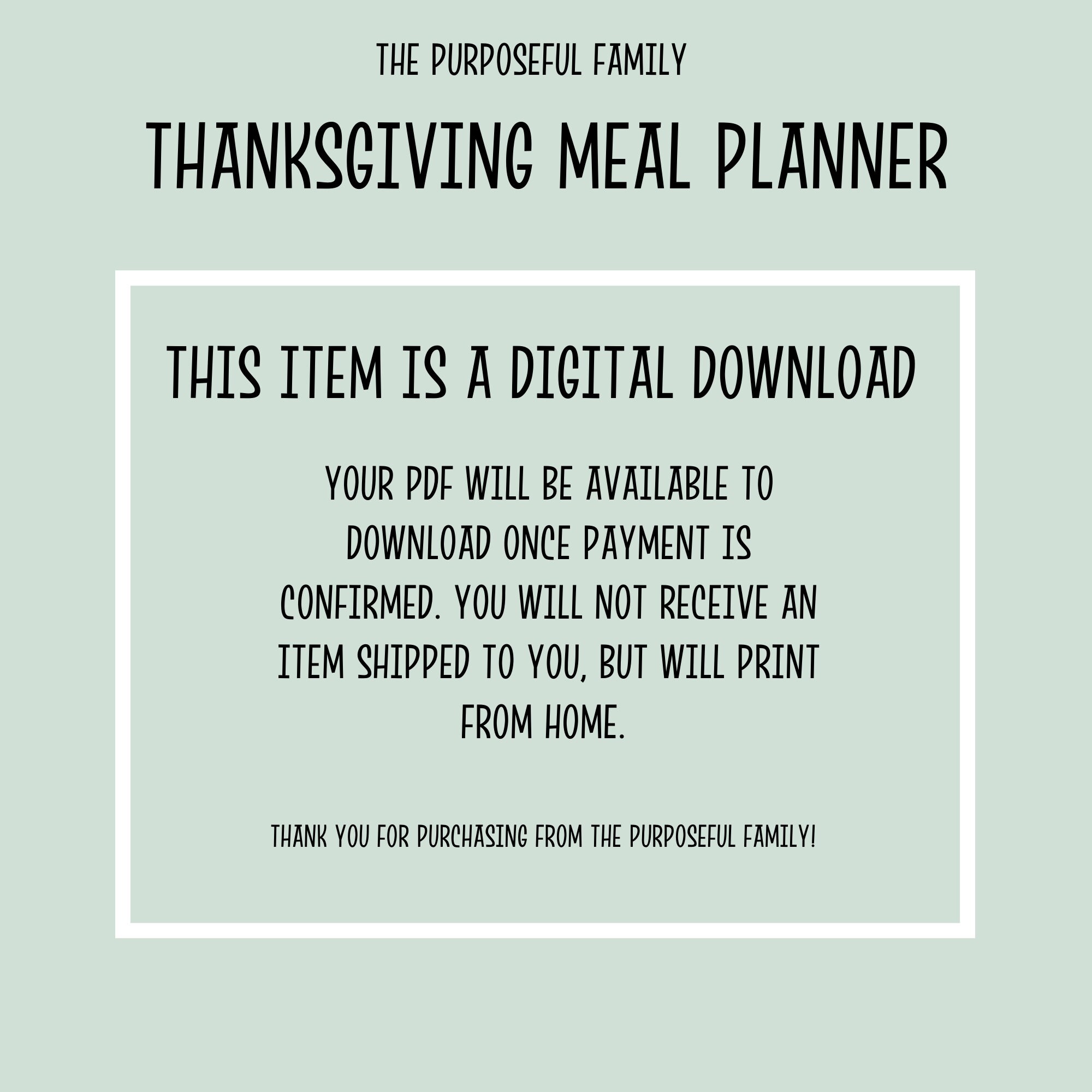 Thanksgiving Meal Planner Printable | Thanksgiving Menu Planning ...