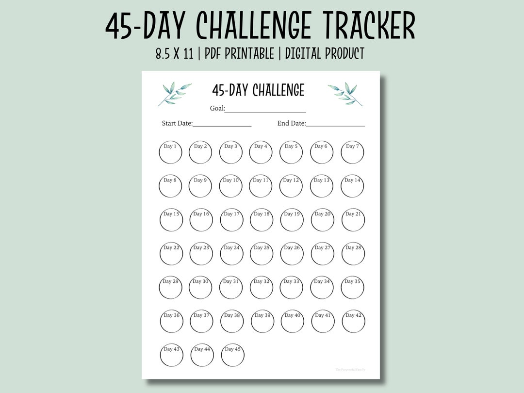 45-day Challenge Tracker Printable | Habit Tracker PDF | Goal Tracker ...