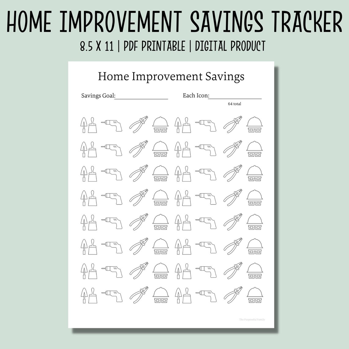 Home Improvement Savings Tracker Printable | House Savings PDF| Savings ...