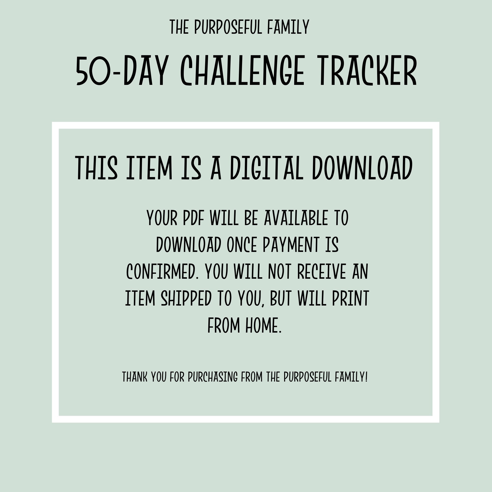 50 Day Challenge Tracker Printable | Printable Habit Tracker | 50 Day ...