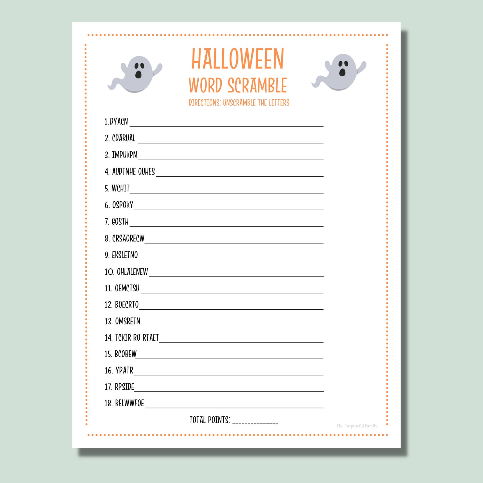 Halloween Word Scramble Game | Halloween Fun Printable Game | Halloween ...