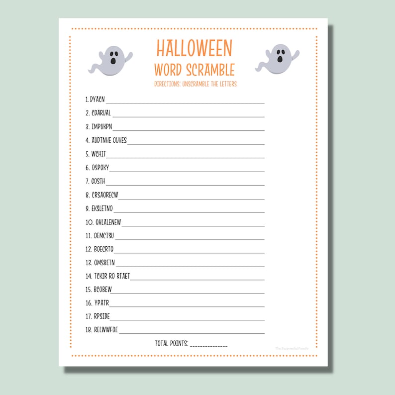 Halloween Word Scramble Game | Halloween Fun Printable Game | Halloween ...