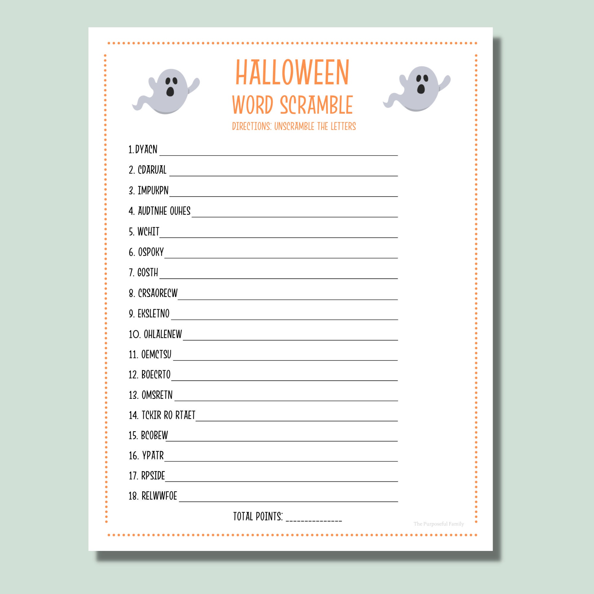 Halloween Word Scramble Game | Halloween Fun Printable Game | Halloween ...