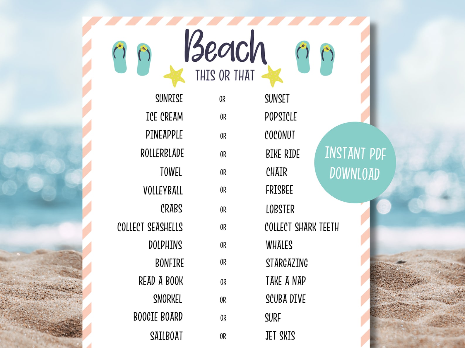 Beach This or That Game | Beach Fun Party Game | Beach Would You Rather ...