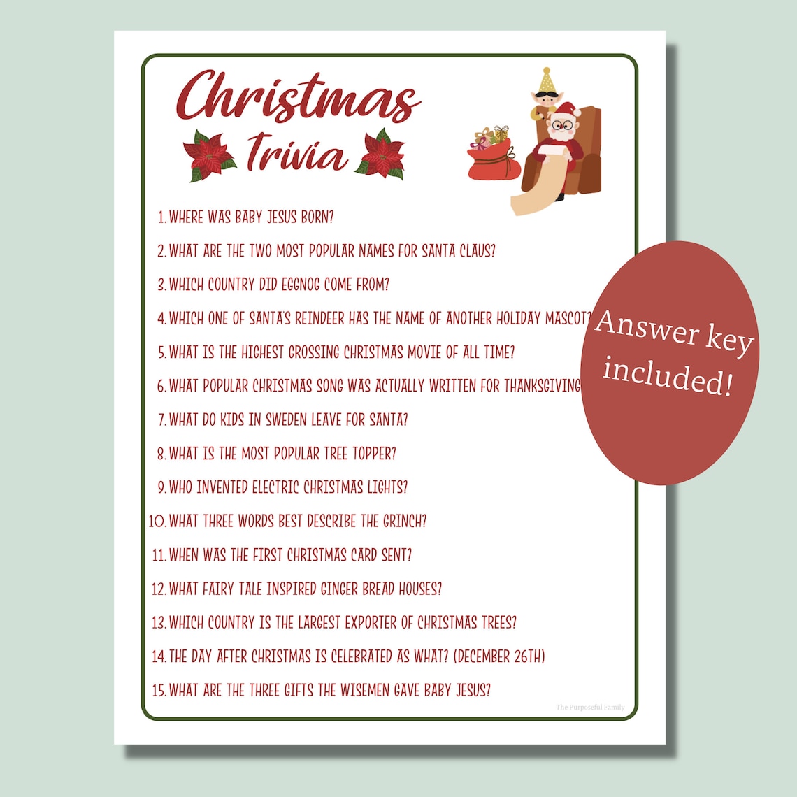 Christmas Trivia Game | Christmas Printable Games | Christmas Party ...