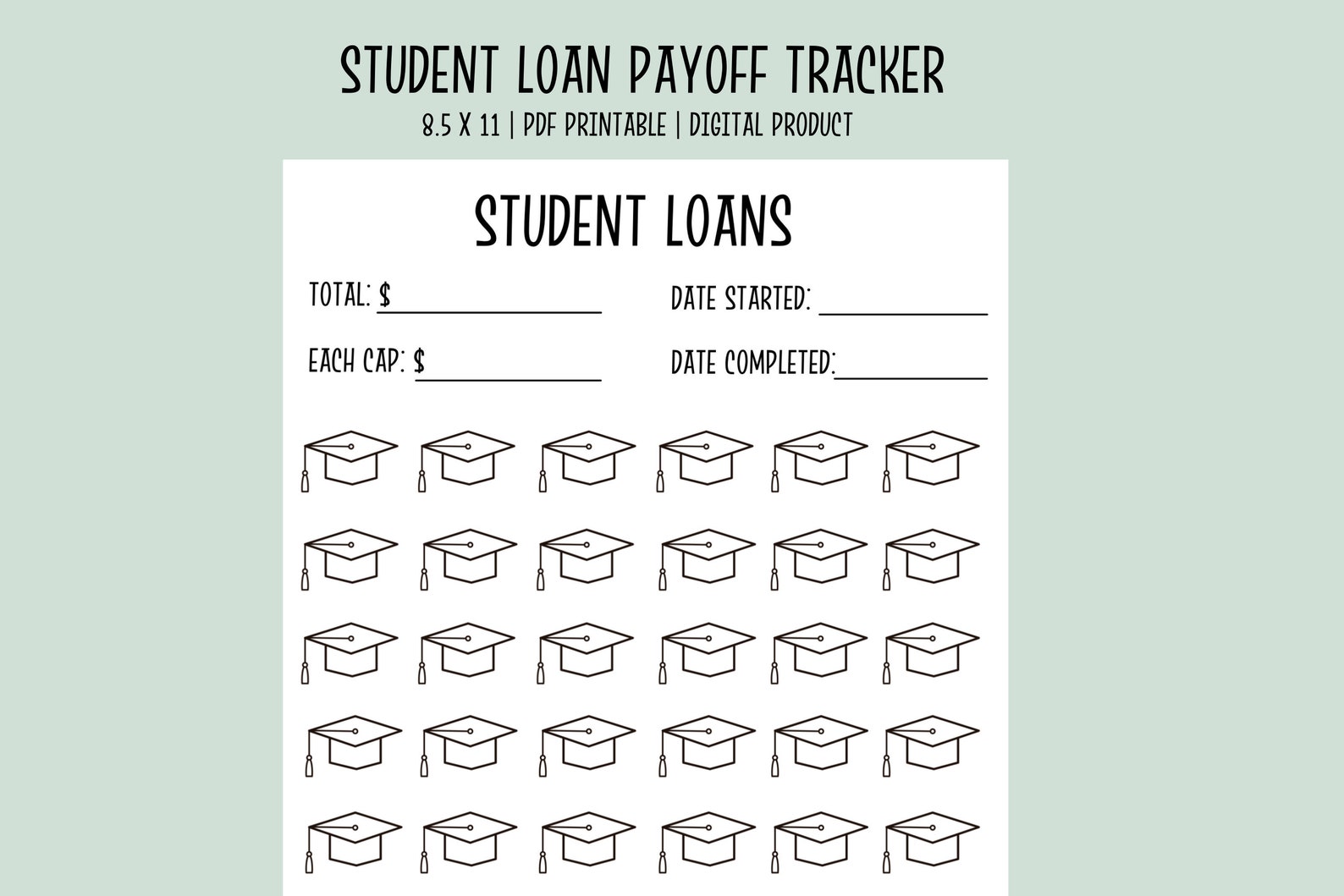 Student Loan Payoff Tracker | PDF Printable | Debt Payoff Printable ...