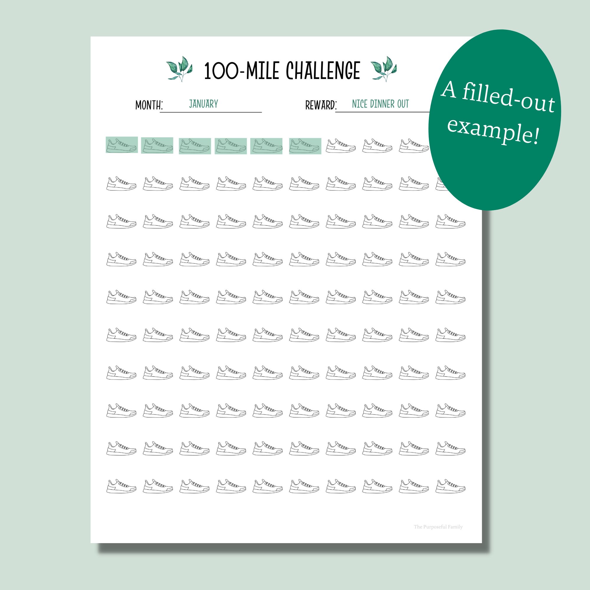 100 Mile Challenge Tracker Printable Running Tracker Walking Tracker ...