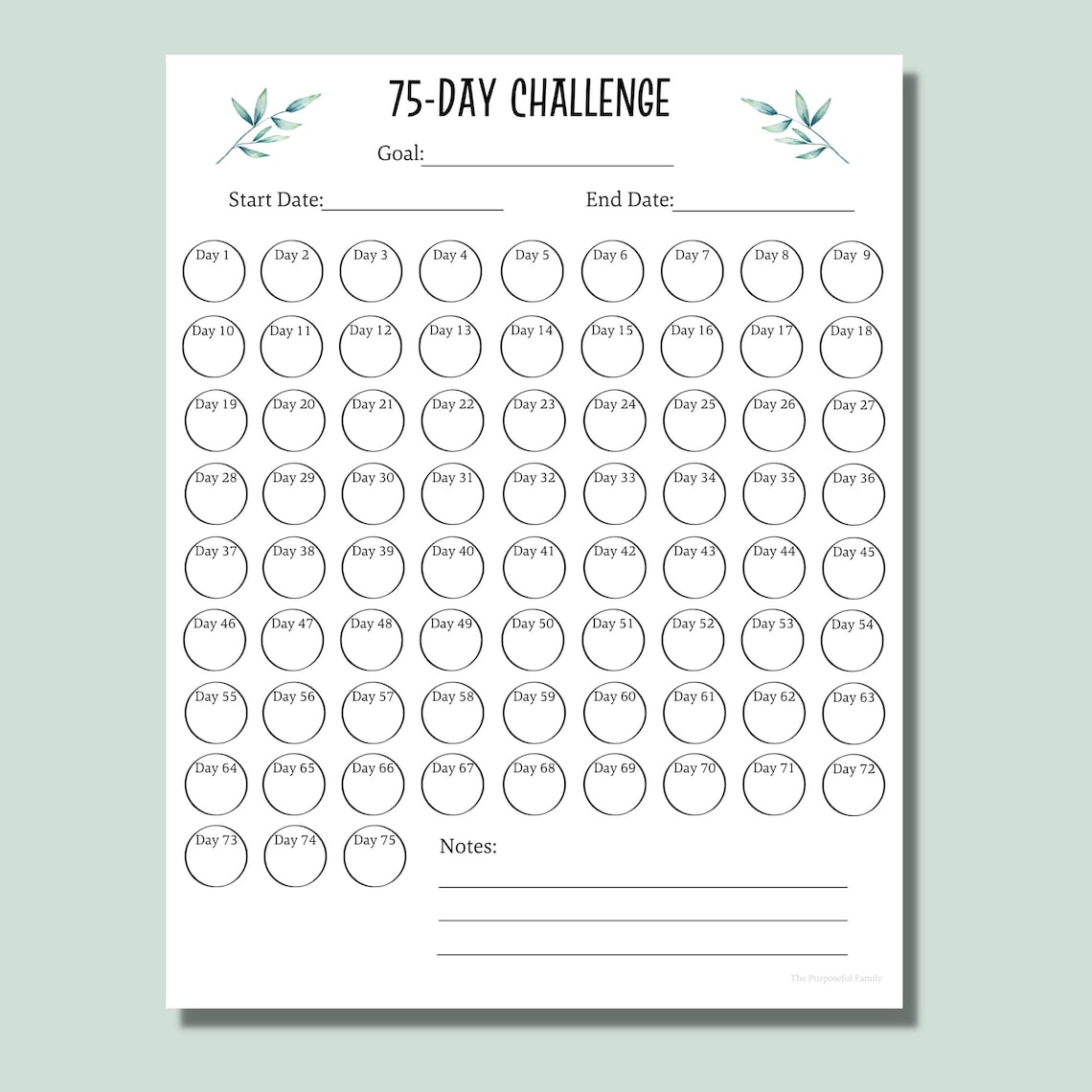 75-day Challenge Tracker Printable | Habit Tracker | Goal Tracker ...