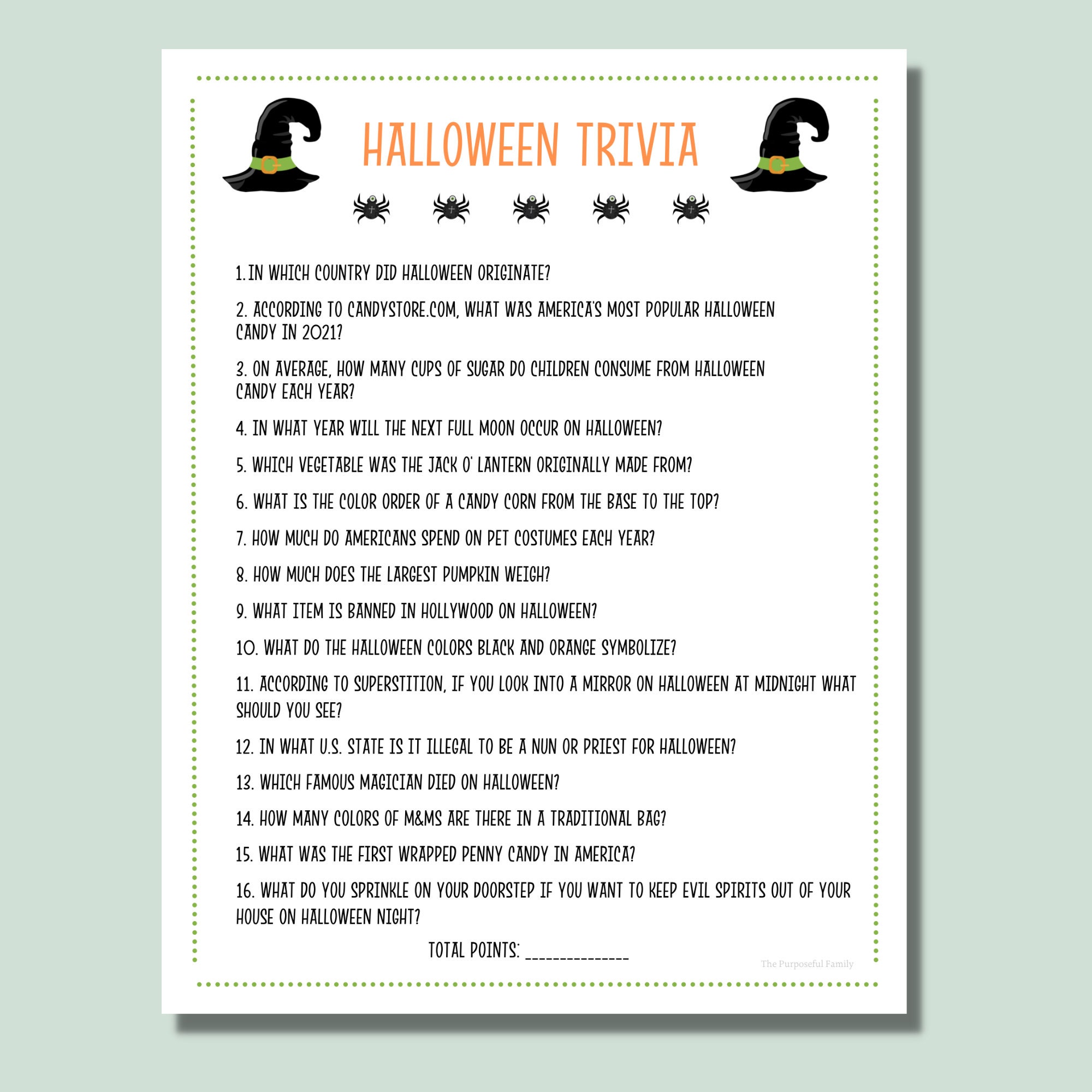Halloween Trivia Game | Halloween Printable Party Games | Halloween ...