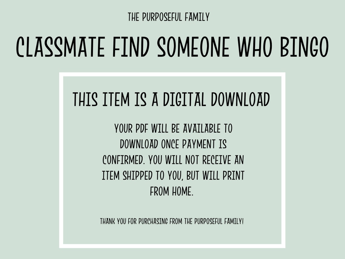 Classmate Find Someone Who Game| First Day of School Activity| Back to ...