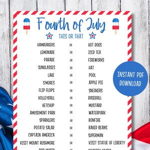 4th of July This or That Game | July 4th Fun Party Game for Kids ...