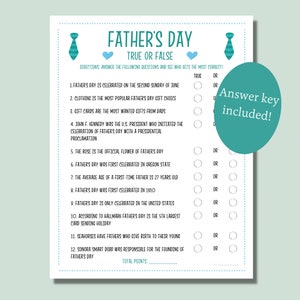 Father's Day Trivia Game | Father's Day True or False | Dad Game for ...