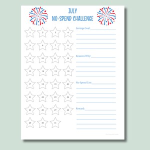 July No-spend Challenge | No-spend Month Printable | No-spend Goal ...