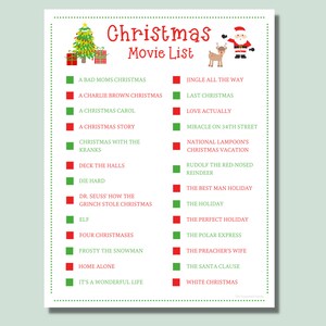 Christmas Movie Bucket List | Holiday Movie List | Xmas Movie List ...