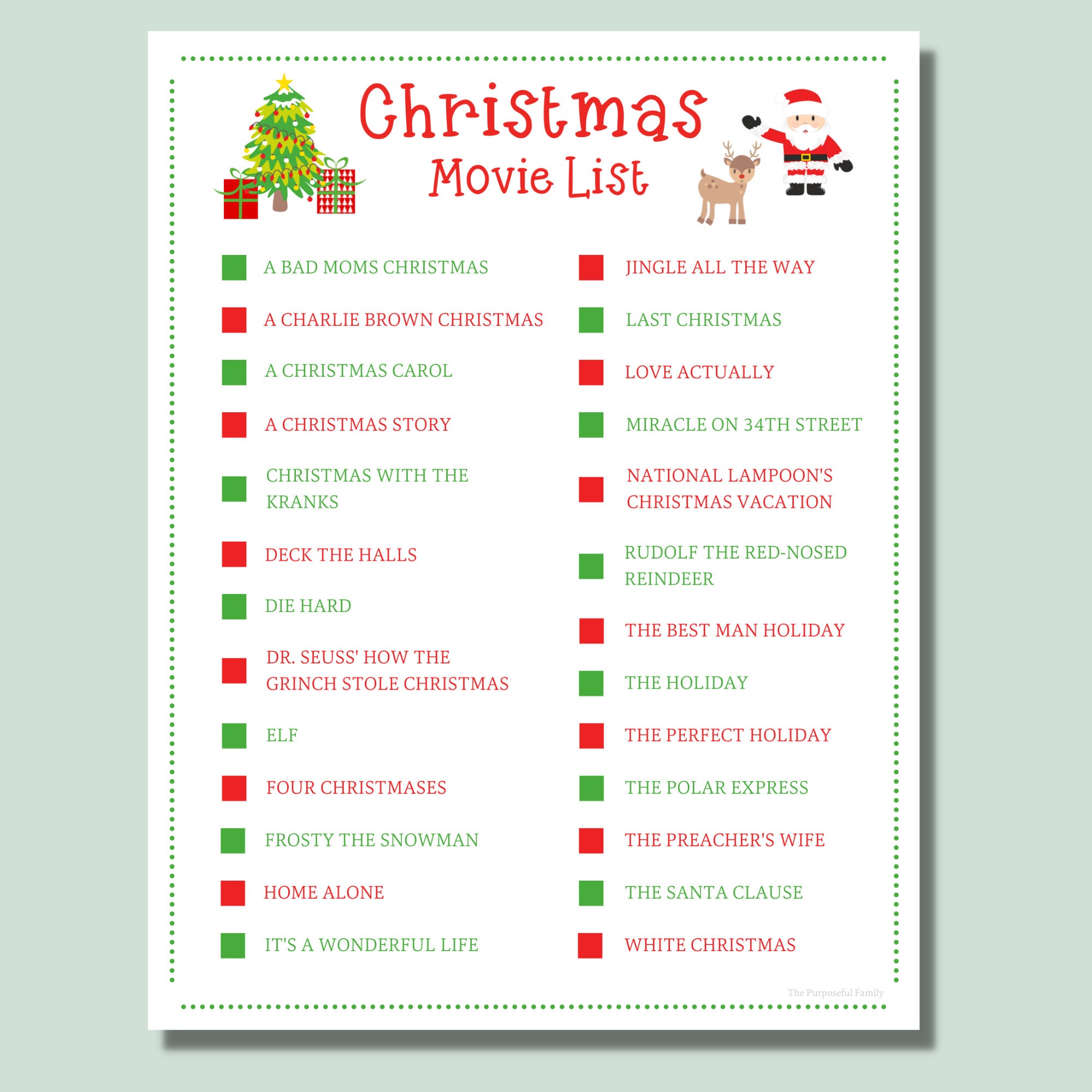 Christmas Movie Bucket List | Holiday Movie List | Xmas Movie List ...
