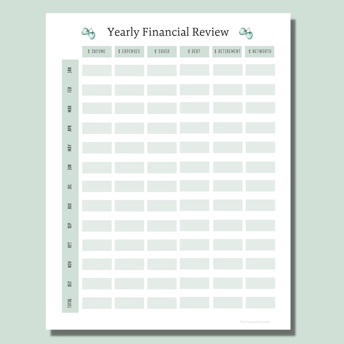 Yearly Financial Review Yearly Financial Goal Tracker Annual Budget ...