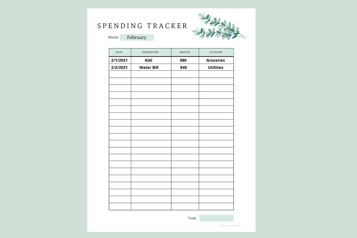 Spending Tracker Printable | Budget Sheet Printable | Spending Log ...