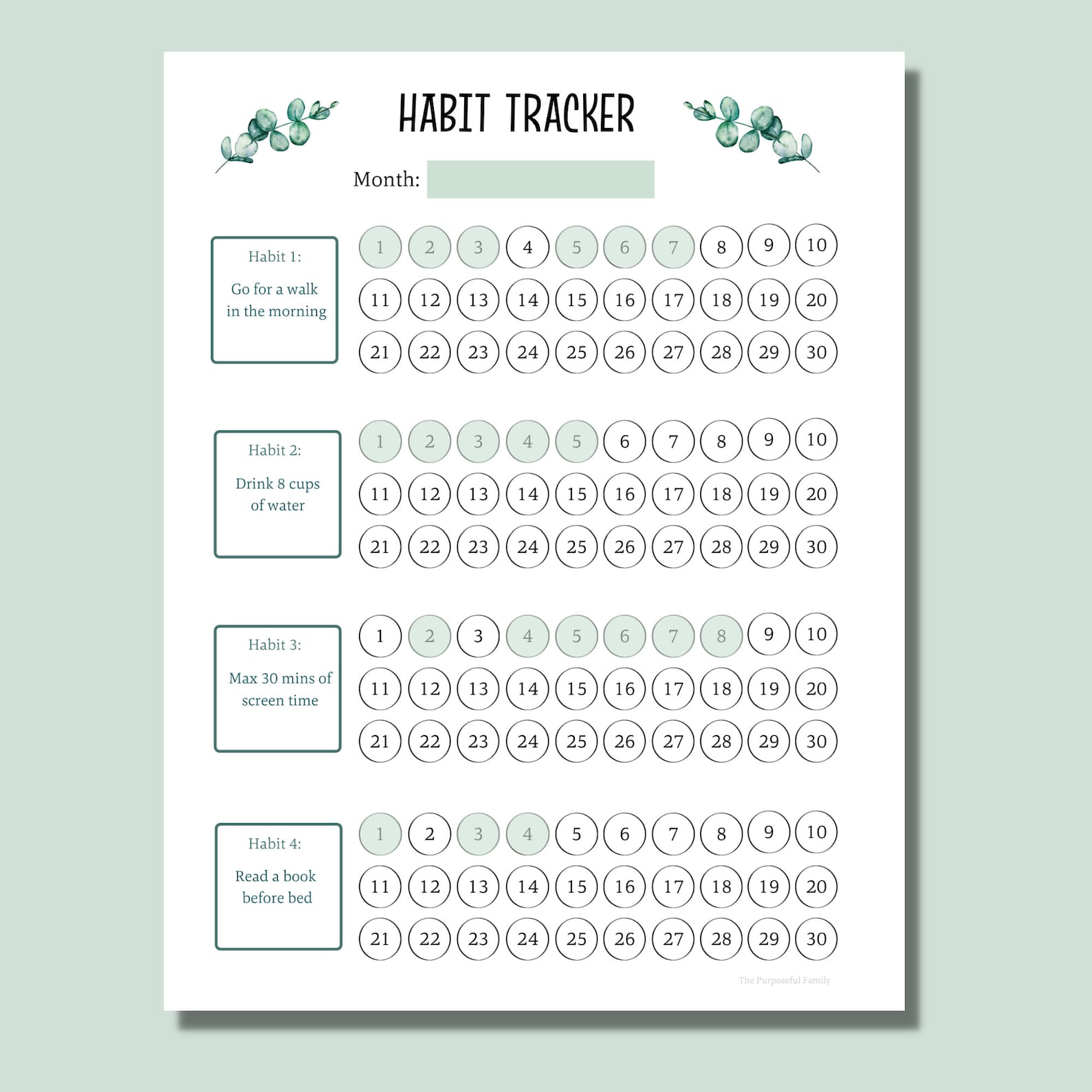 Habit Tracker Printable PDF Habit Log Monthly Habit - Etsy