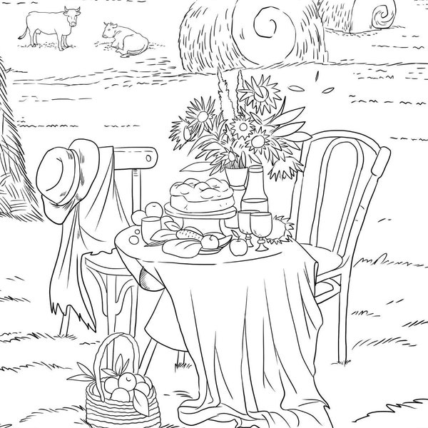 Farm Pig Printable Adult Coloring Page From Manila Shine coloring Book ...