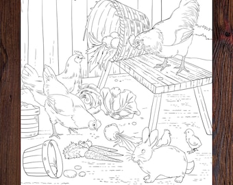 Farm Horse Printable Adult Coloring Page From Manila Shine - Etsy