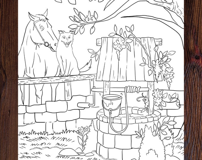 Farm Horse Printable Adult Coloring Page From Manila Shine - Etsy