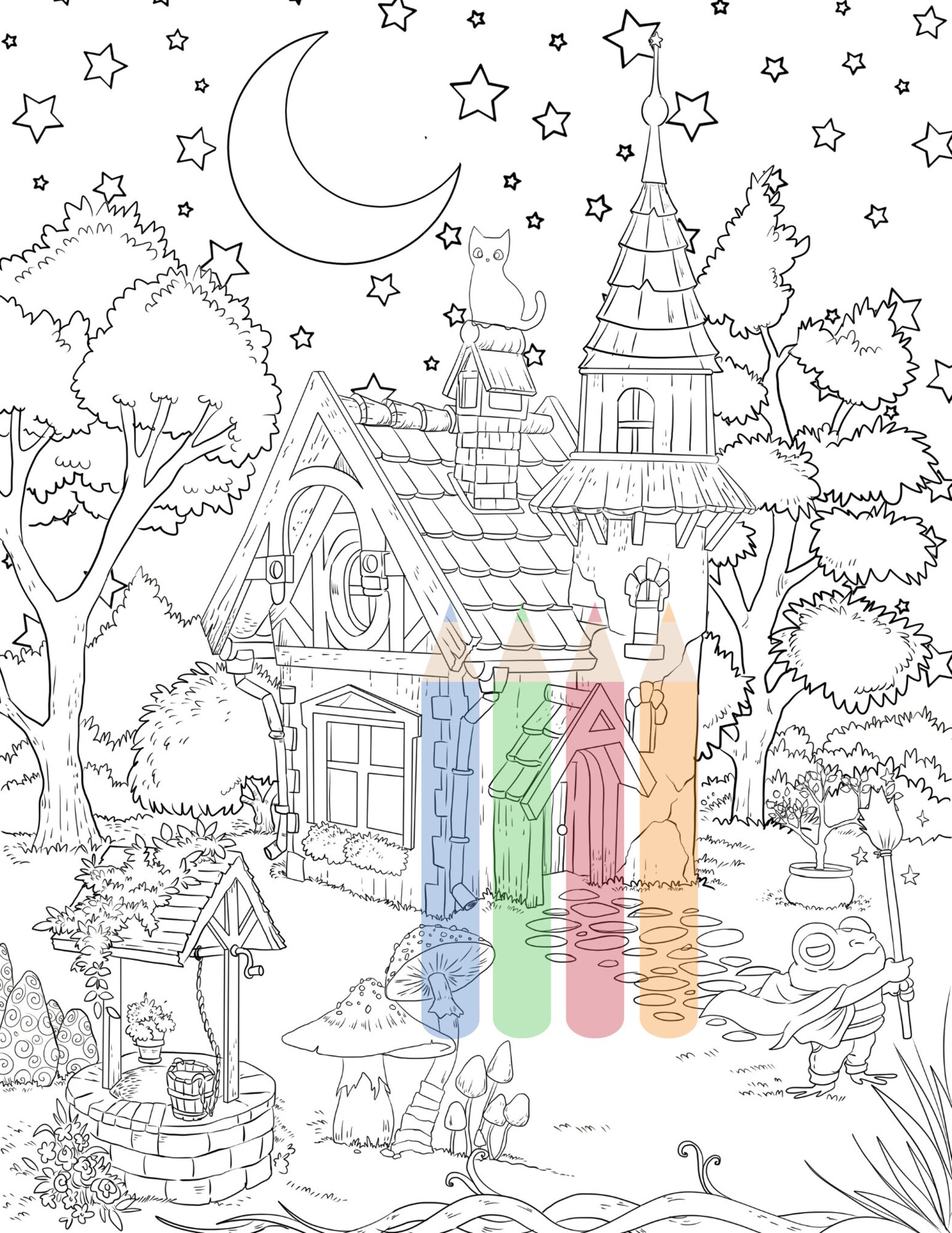 Buy Fantasy World Printable Adult Coloring Page From Manila Shine ...
