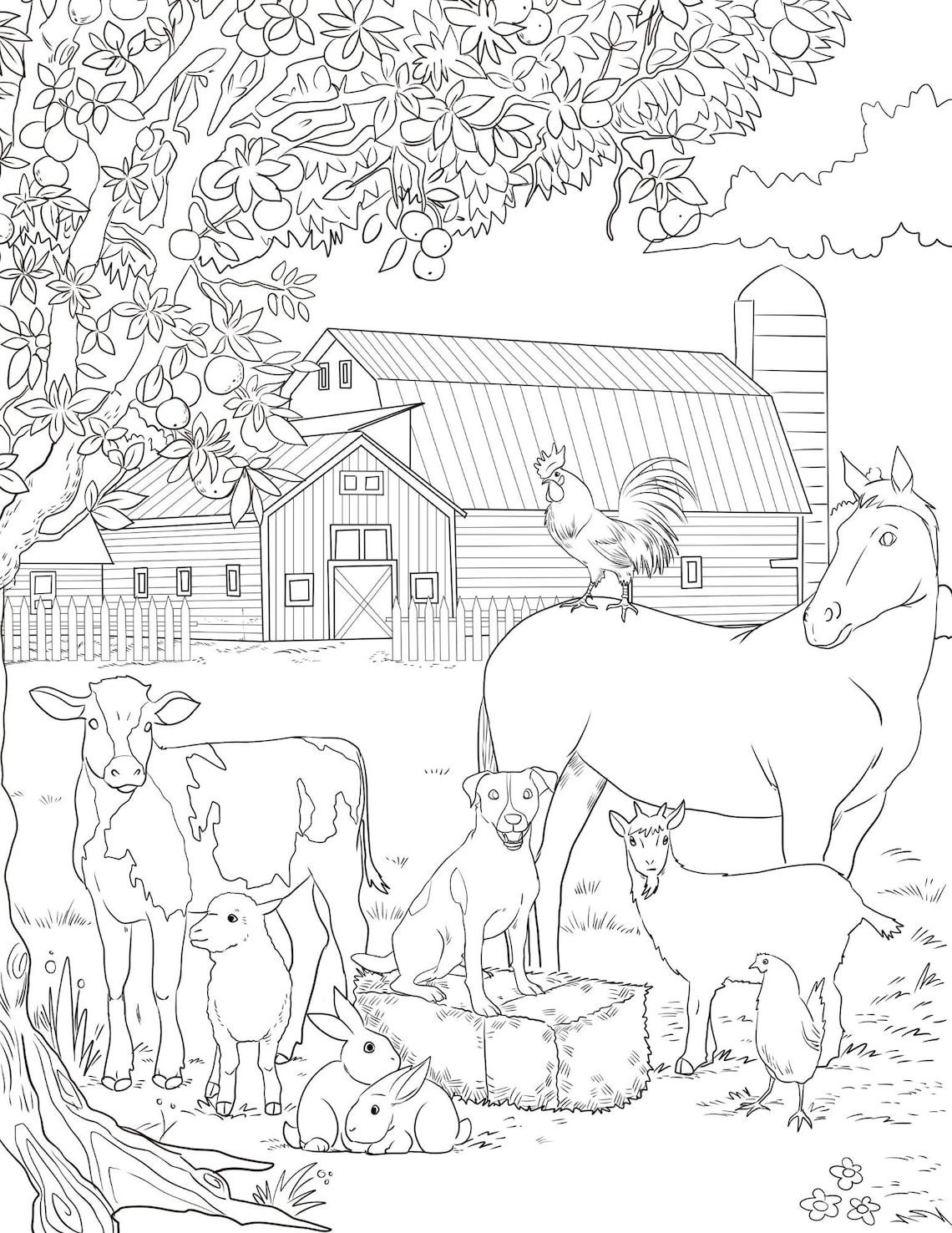 Country Farm - Printable Adult Coloring Page From Manila Shine ...