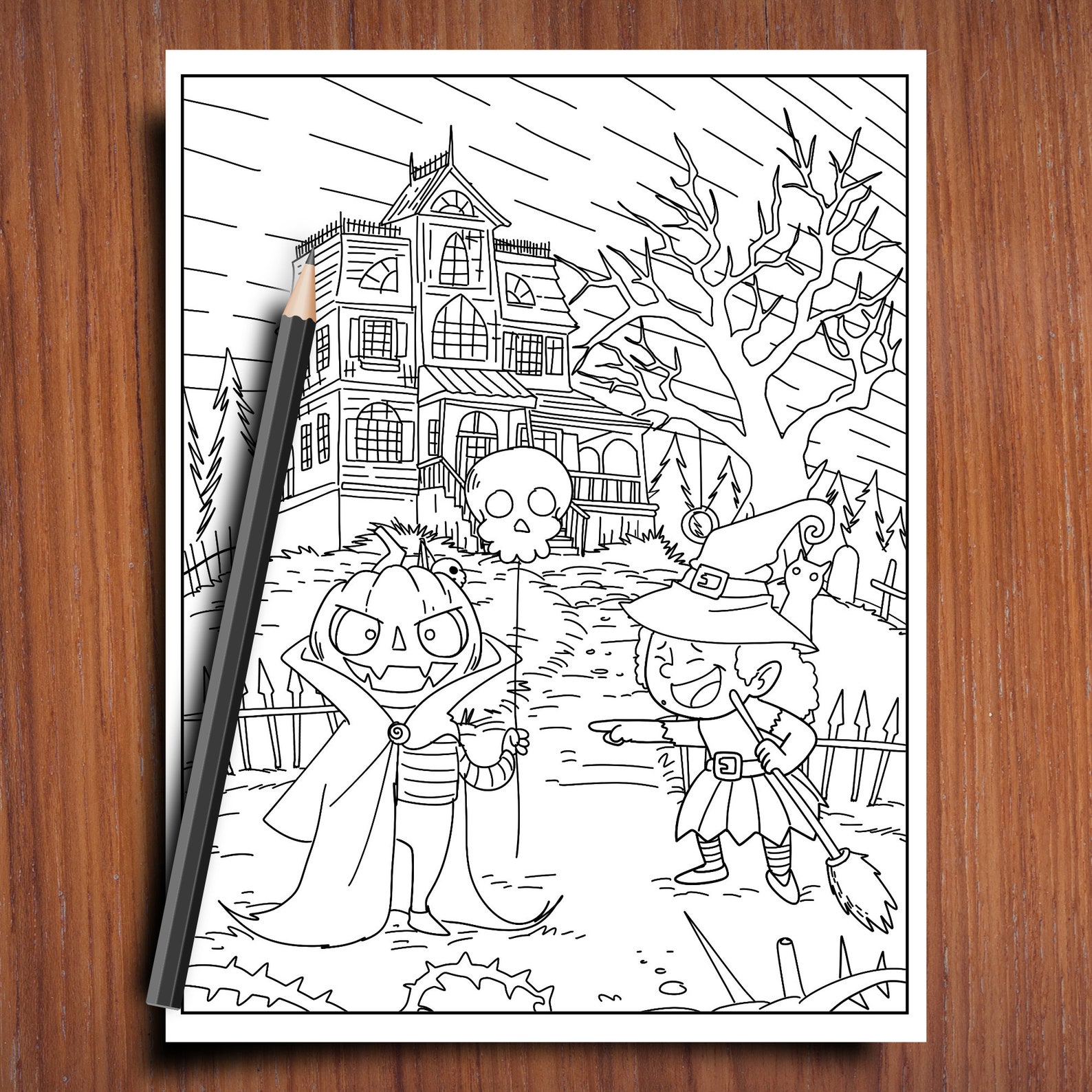 Halloween Coloring Page, Mummy, Creepy, Haunted House, Pumpkin, Trick ...